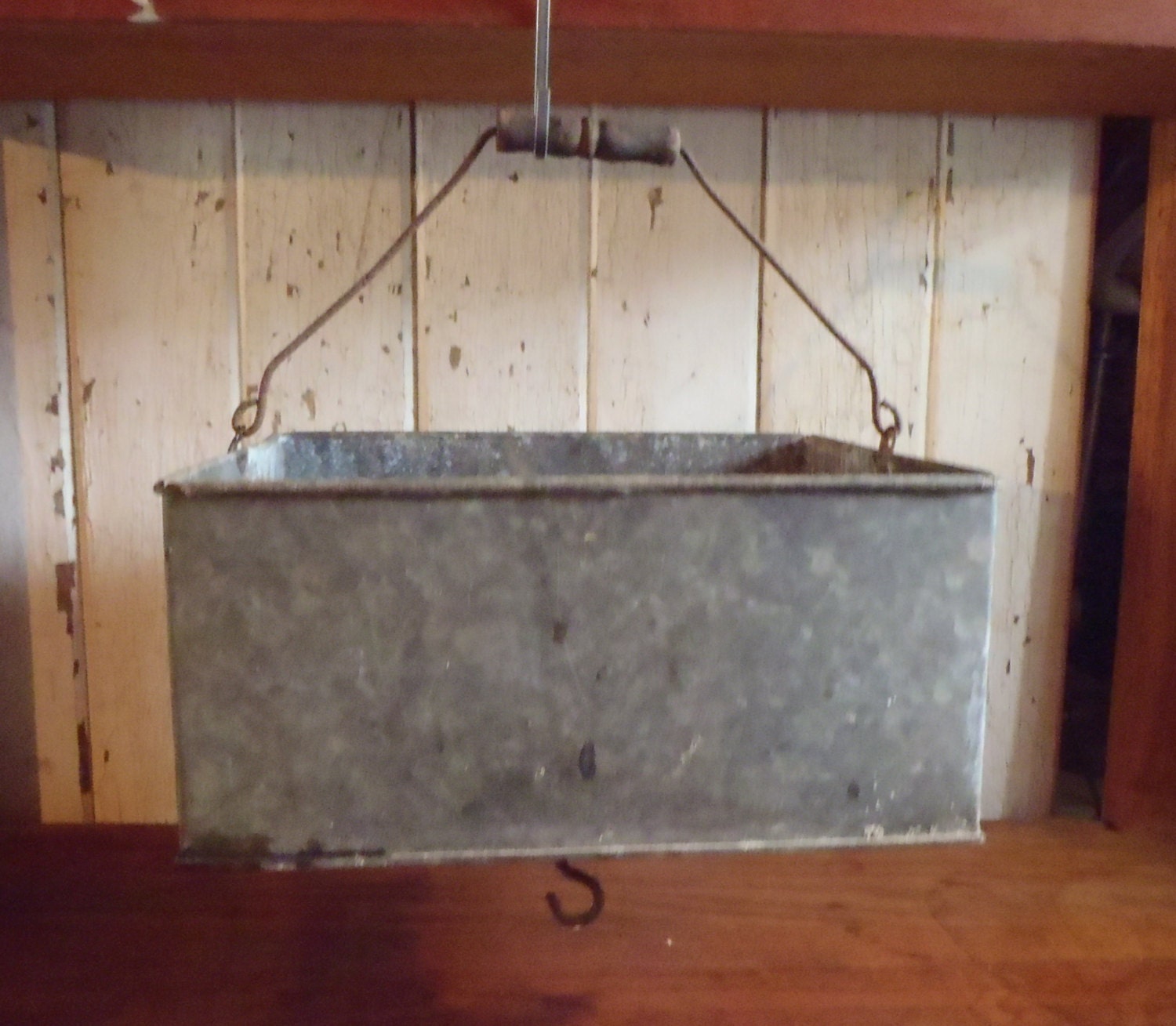Vintage Industrial Galvanized Old Farm Bucket With Wood Handle – Haute ...