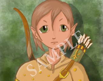 Cute "Chibi" Portrait of an Elven Ranger