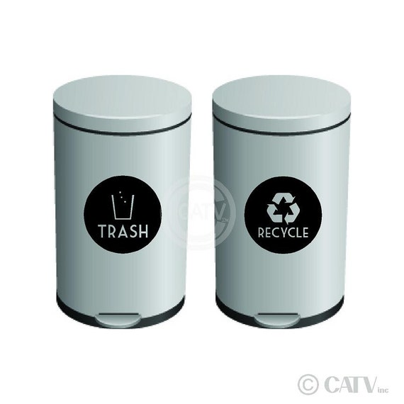 Recycle And Trash Garbage Can Label Vinyl Lettering Wall Decal