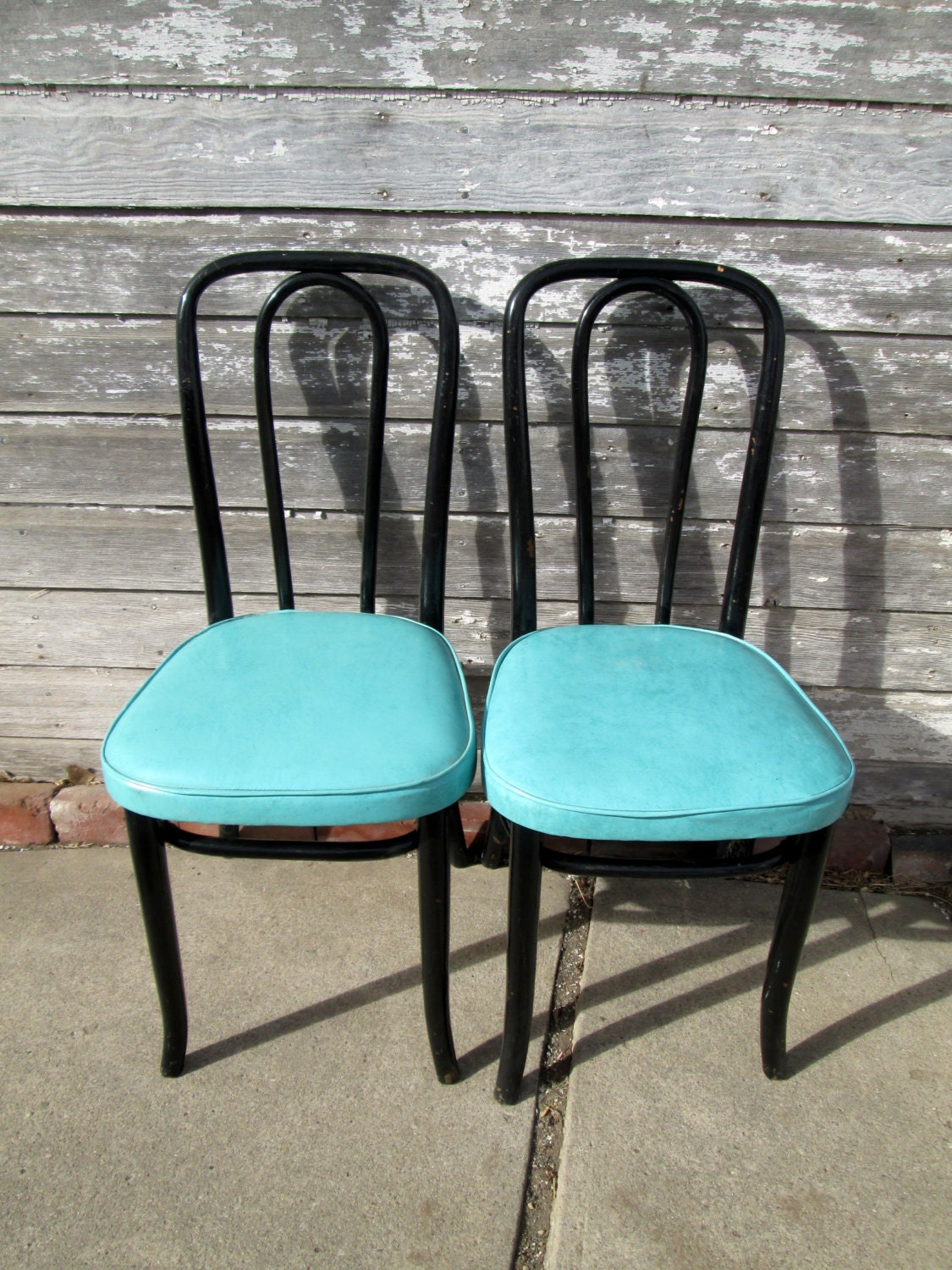 2 Vintage Bentwood Cafe Dining Chairs Bistro Ice cream chair Turquoise ...
