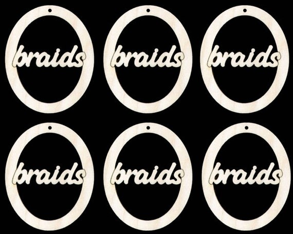 Braids Word in OVAL Natural Craft Wood Cutout 537