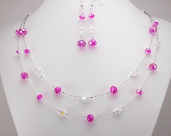 Bright pink necklace | Etsy