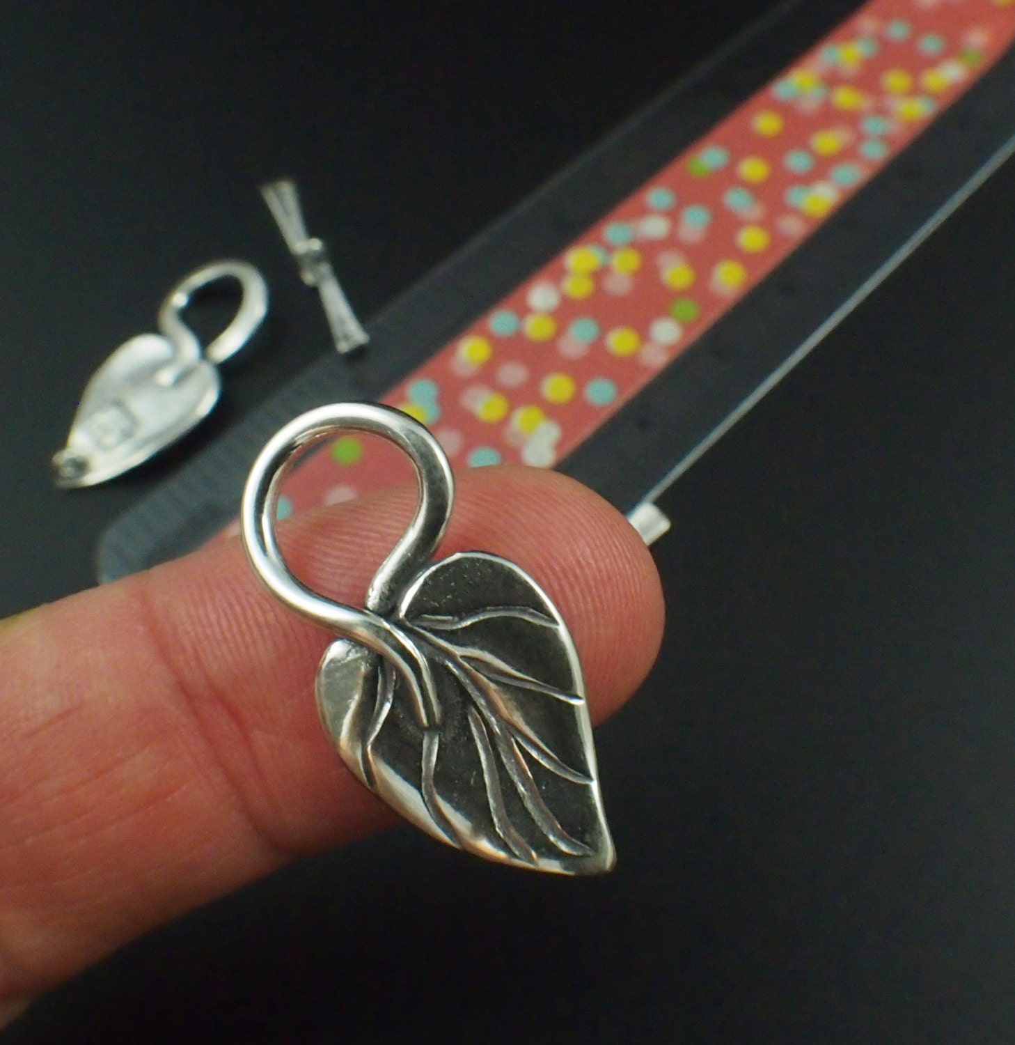 1 Sterling Silver Leaf Toggle Clasp 26.5mm Shiny or