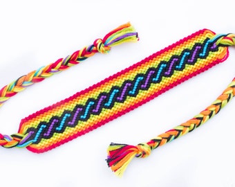 Muted Rainbow Friendship Bracelet Set Six Handmade Bracelets