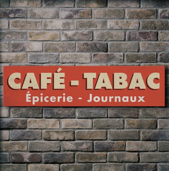 Items similar to CAFÉ - TABAC / French Vintage Style Typographic Sign ...