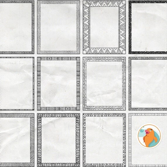 Zen 8x10 Frame ClipArt Doodle Digital Frame Clip Art