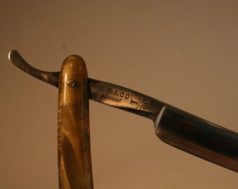 Vintage/Antique HB & Co (Germany) Straight Razor with Pearl Green Handle