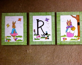 Peter Rabbit nursery art Trio of paintings