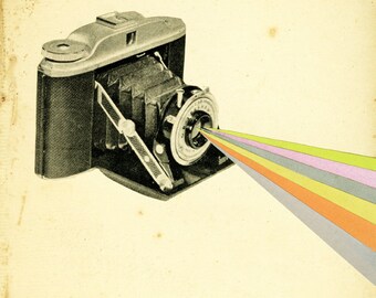 Geometric Camera Art, Pop Art Poster, Stripes, Book Page Art ...