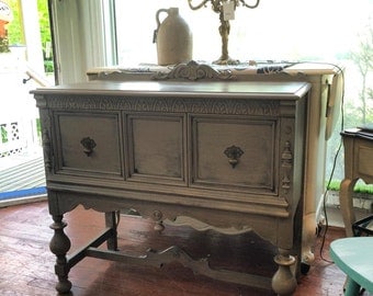 Vintage Sideboard/Server Cabinet Painted in French Linen (Grey) with ...