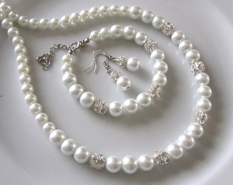 Unique white jewelry set related items | Etsy