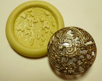 Antique button mold Cat face flexible silicone push by monaledwin