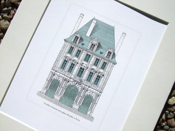Antique Architectural Illustration of French by paperwords11
