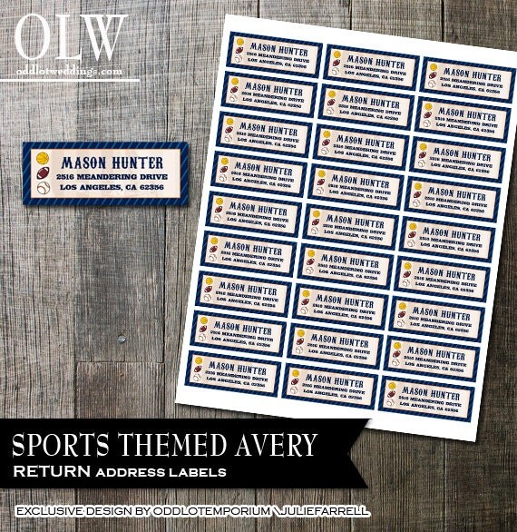 Sports Themed Return Address Labels DIY Avery Labels for
