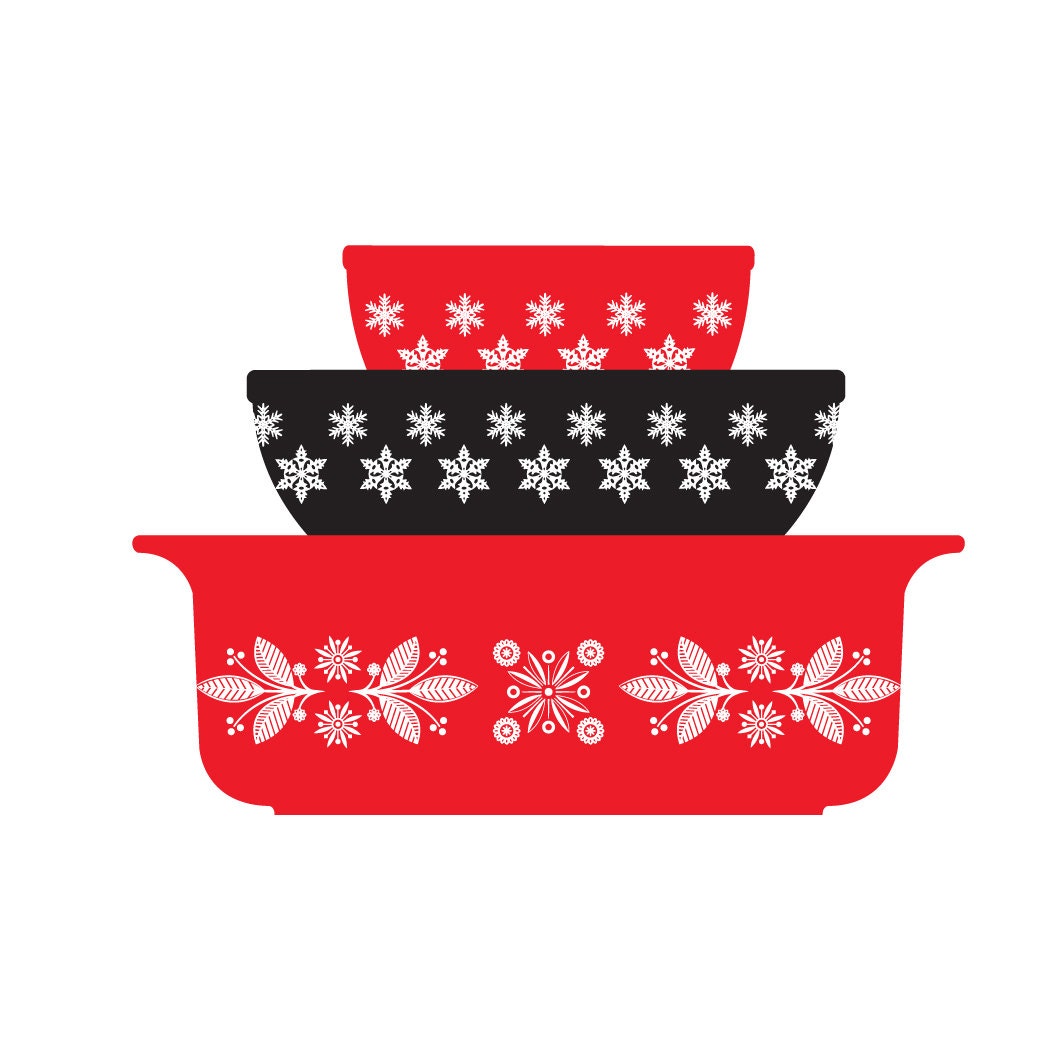 Retro Pyrex Print Snowflakes by PoconoModern on Etsy