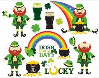 Popular items for leprechaun clipart on Etsy