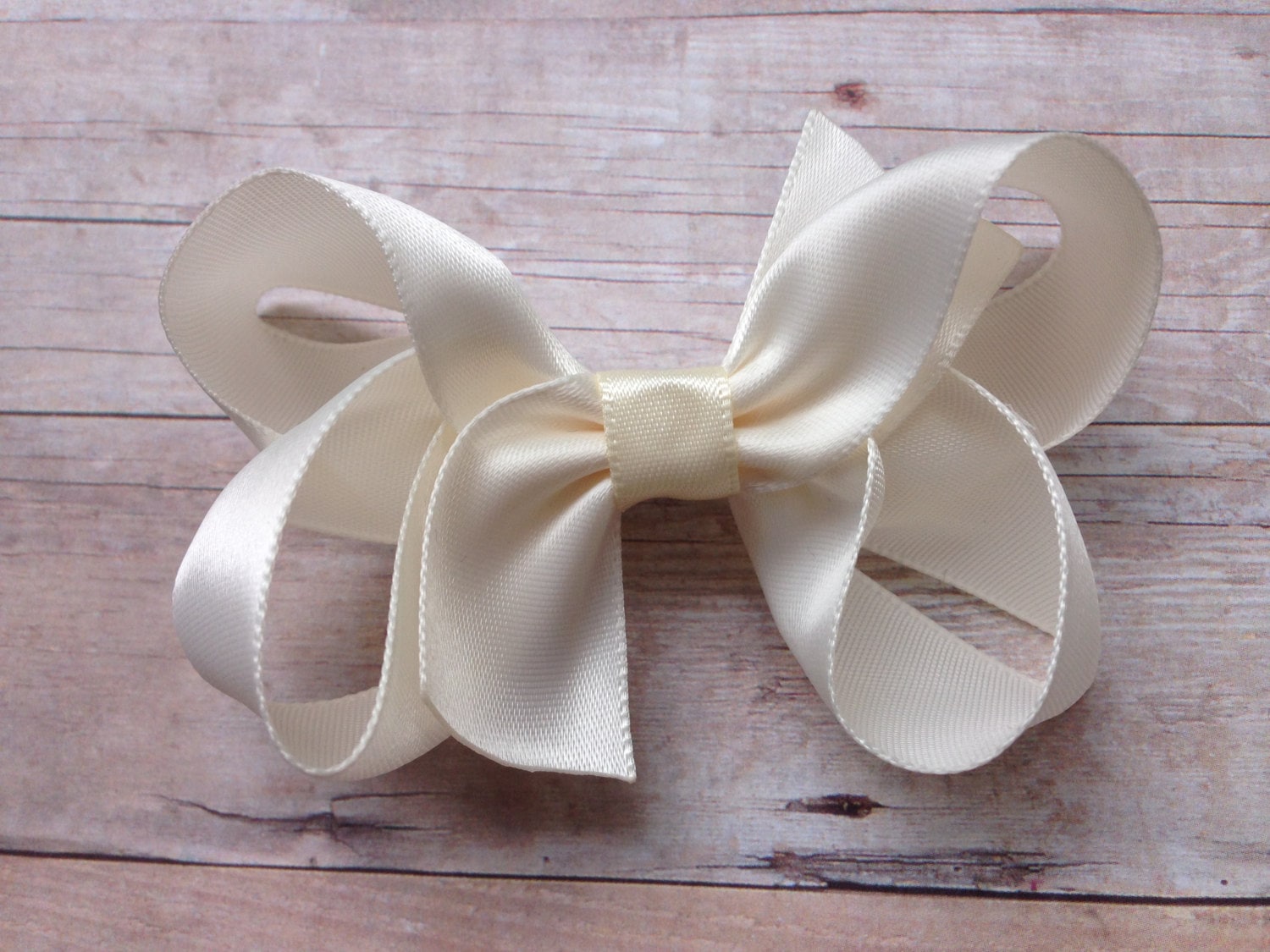 Ivory satin hair bow ivory hair bow satin bow 3 inch bows