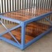 Industrial style riveted steel and reclaimed wood coffee table