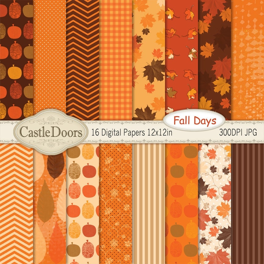 Digital Fall Scrapbook Paper 16 download papers Autumn