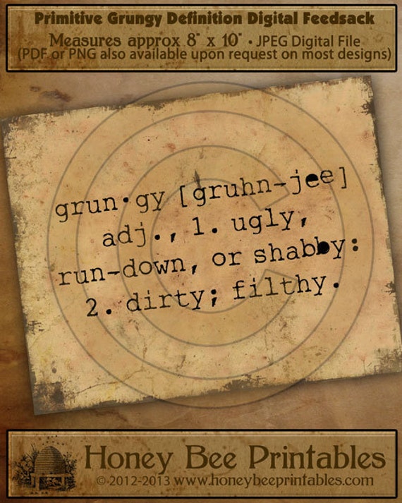 Primitive Grungy Definition Word-Printable Digital Feedsack