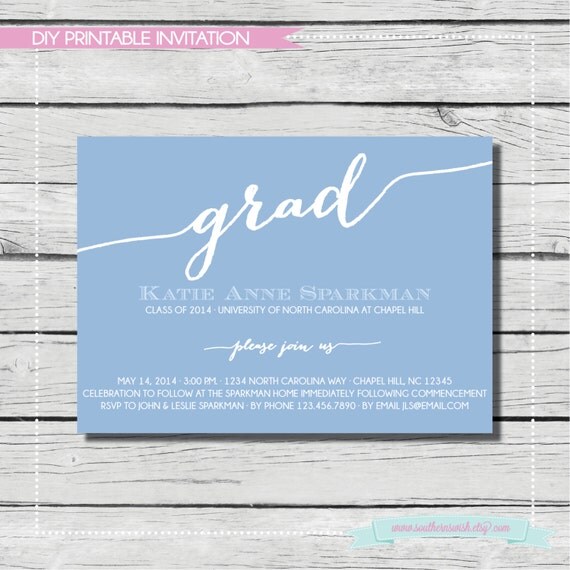 Modern and Simple Graduation Invitation. Customizable Colors