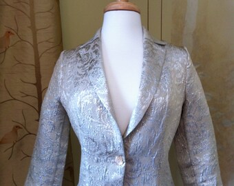 Evening jacket size 4-6/brocade/gold and silver tissue brocade/3/4 ...