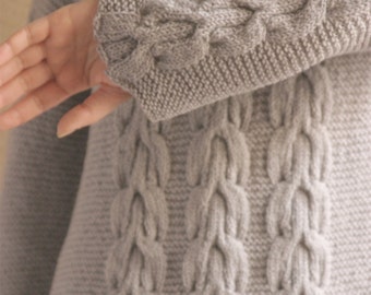 SALE! Grey Hand Knit Sweater Hand Knitted Sweater Knitwear Cable ...