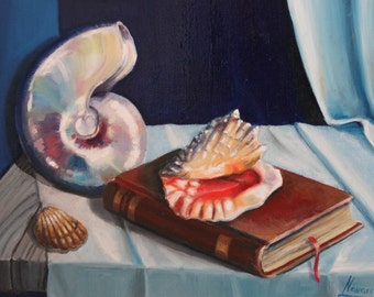 Shell oil painting | Etsy