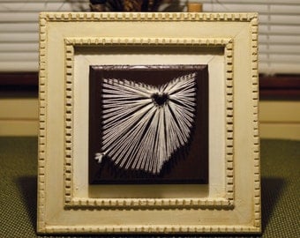 I love Cleveland Ohio String Art Original - CLE heart
