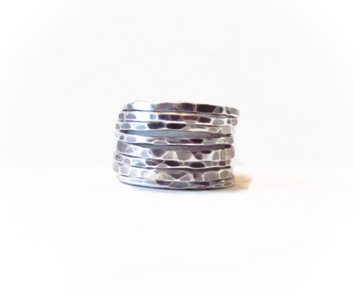 Rustic Stack Ring Set Sterling silver Oxidized Ring