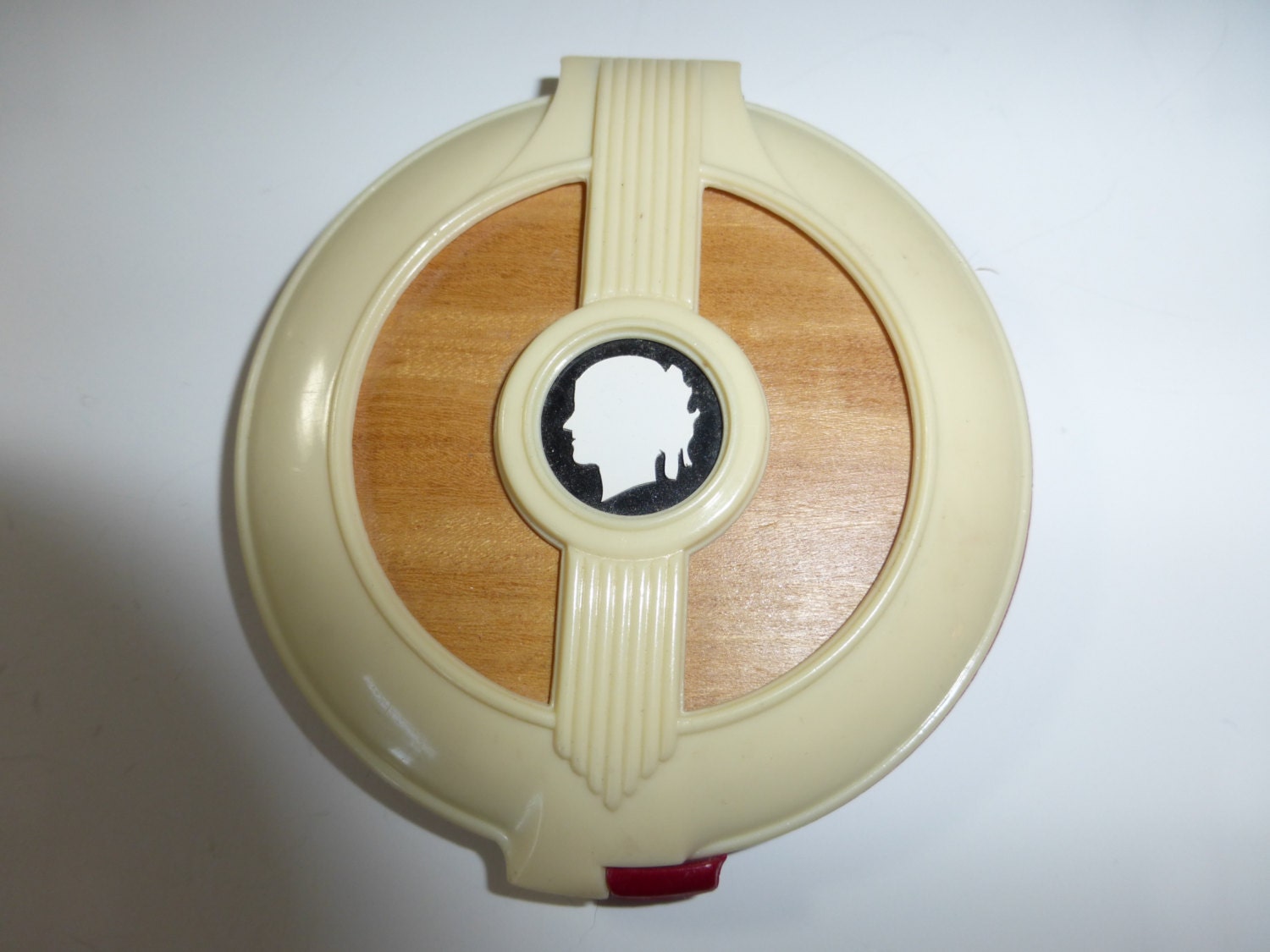 Vintage Art Deco Celluloid Compact Face Powder Carved with Cameo Face ...