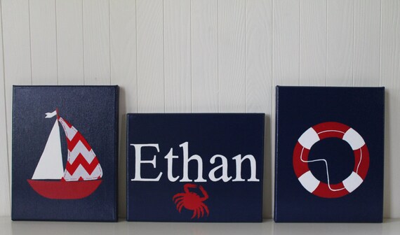Items similar to Nautical Nursery Painting Decor Personalized Nursery ...