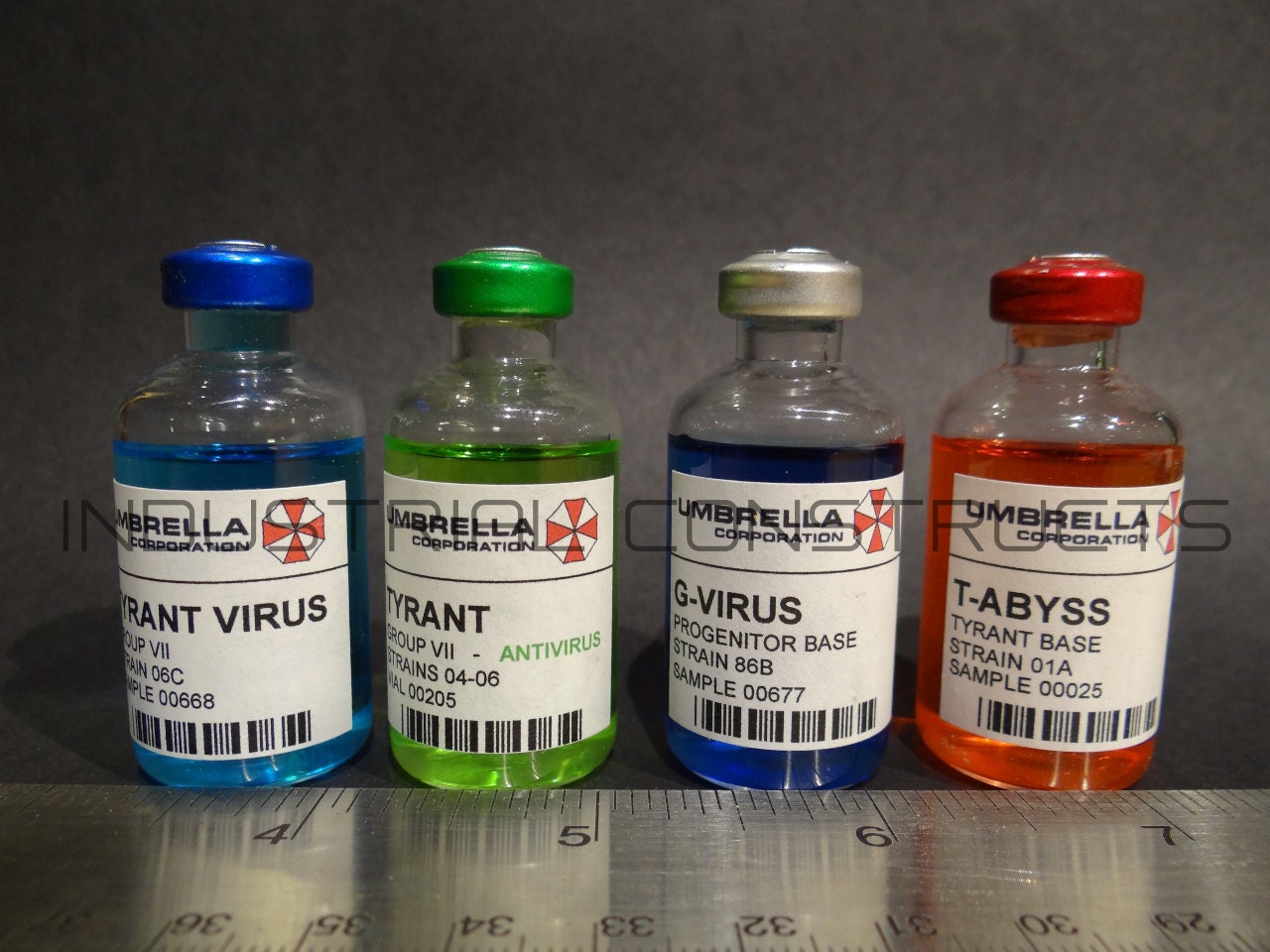 Resident Evil Fan Props Virus Serum Vials 4 G-Virus