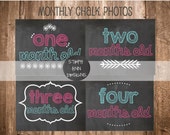 Items similar to Monthly Chalkboard Pictures for Baby Girl-Printable ...