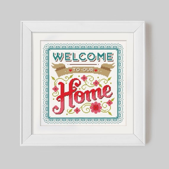 Welcome to our Home Brights Cross Stitch Pattern Digital