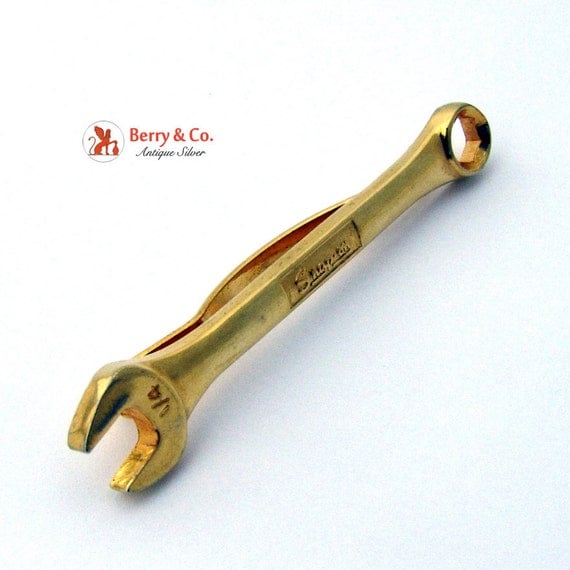 Vintage Snap On Wrench Gold Plated Tie Clip Clasp by BerrysGems