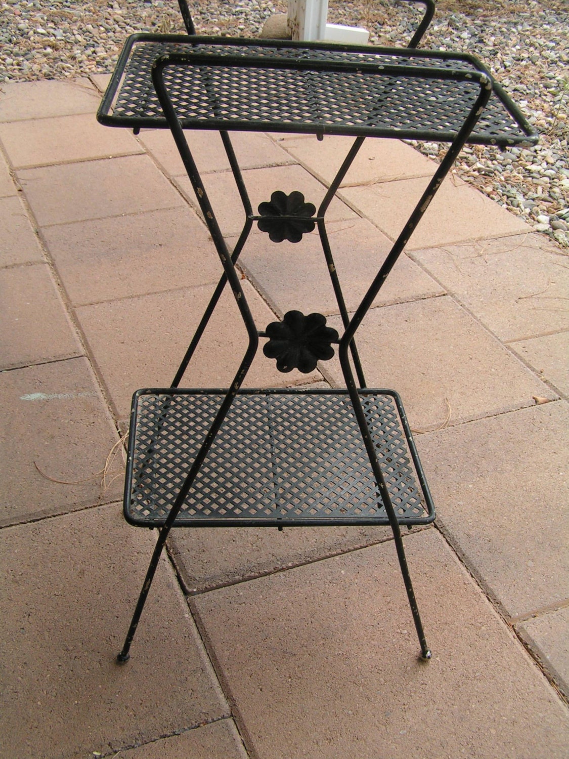 Vintage 50’s Mid Century Metal Mesh Telephone Phone Plant Stand Rack ...