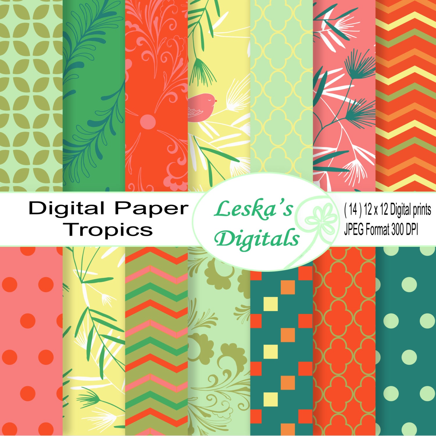 Tropical Digital Papers tropics scrapbook paper by DigitalWork