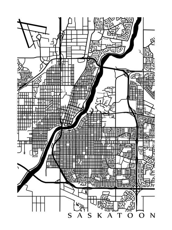 Saskatoon Map Print Saskatchewan Poster by CartoCreative on Etsy