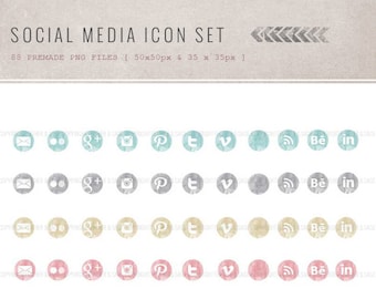 Premade Social Media Icons Set Vol 1, INSTANT DOWNLOAD