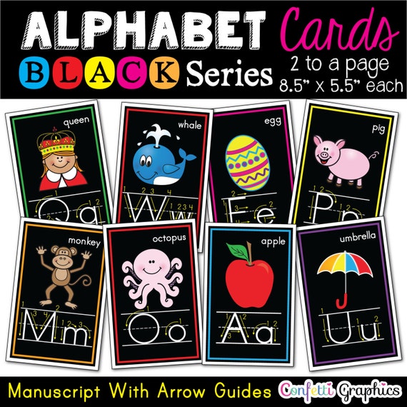 Alphabet Picture with Arrow Guides A-Z Line by ConfettiGraphics