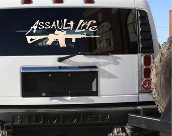 Assault life sticker (12 x 30) x large size 2a second ammendment truck ...
