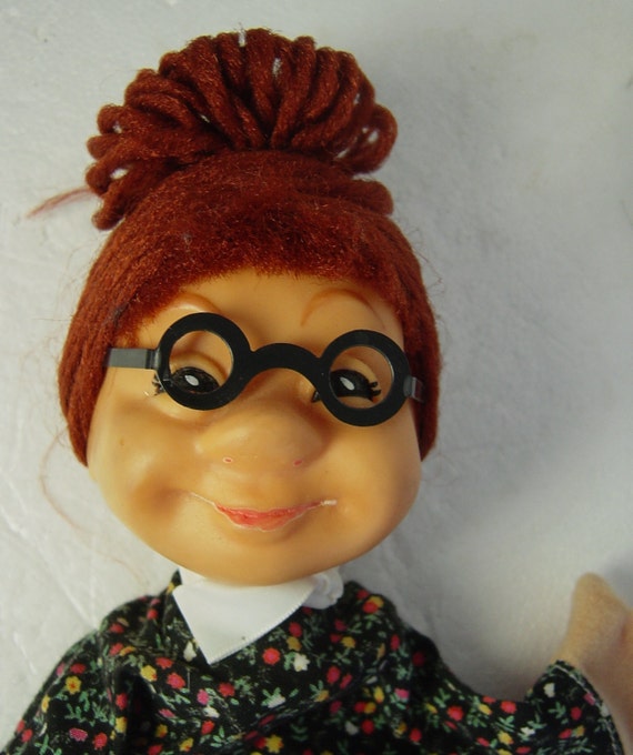vintage 70s Steiff hand puppet grandmother or by Hotlavabeach