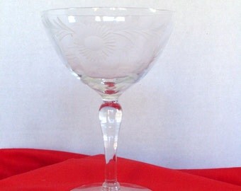 Clear Crystal Stemware, Vintage etched crystal