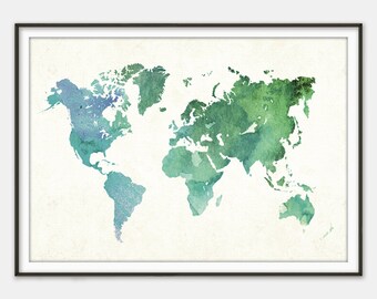 Watercolor Map of the World - Art Poster 6