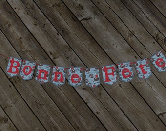 Bonne fete banner rainbow birthday banner party by PapierMiche