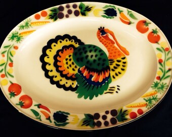 Fantastic Vintage Enamelware Turkey Platter