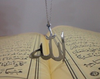 Popular items for silver allah pendant on Etsy