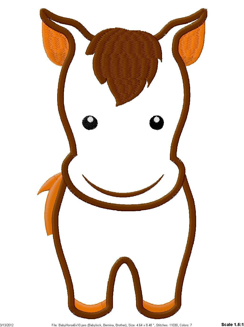 Baby Horse Applique Embroidery Design