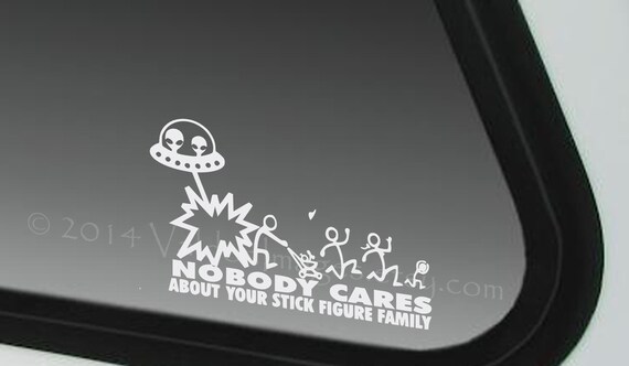 Alien Martians zap your stick figure family car decal graphic